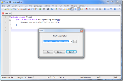 My Endeavor: Compiling and Running Java program from Notepad